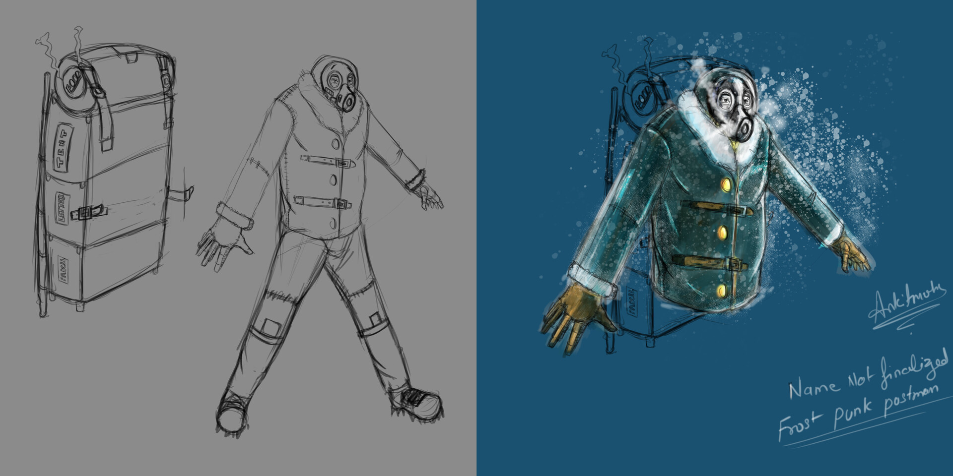 ArtStation - Frost Punk Postman Concept Art