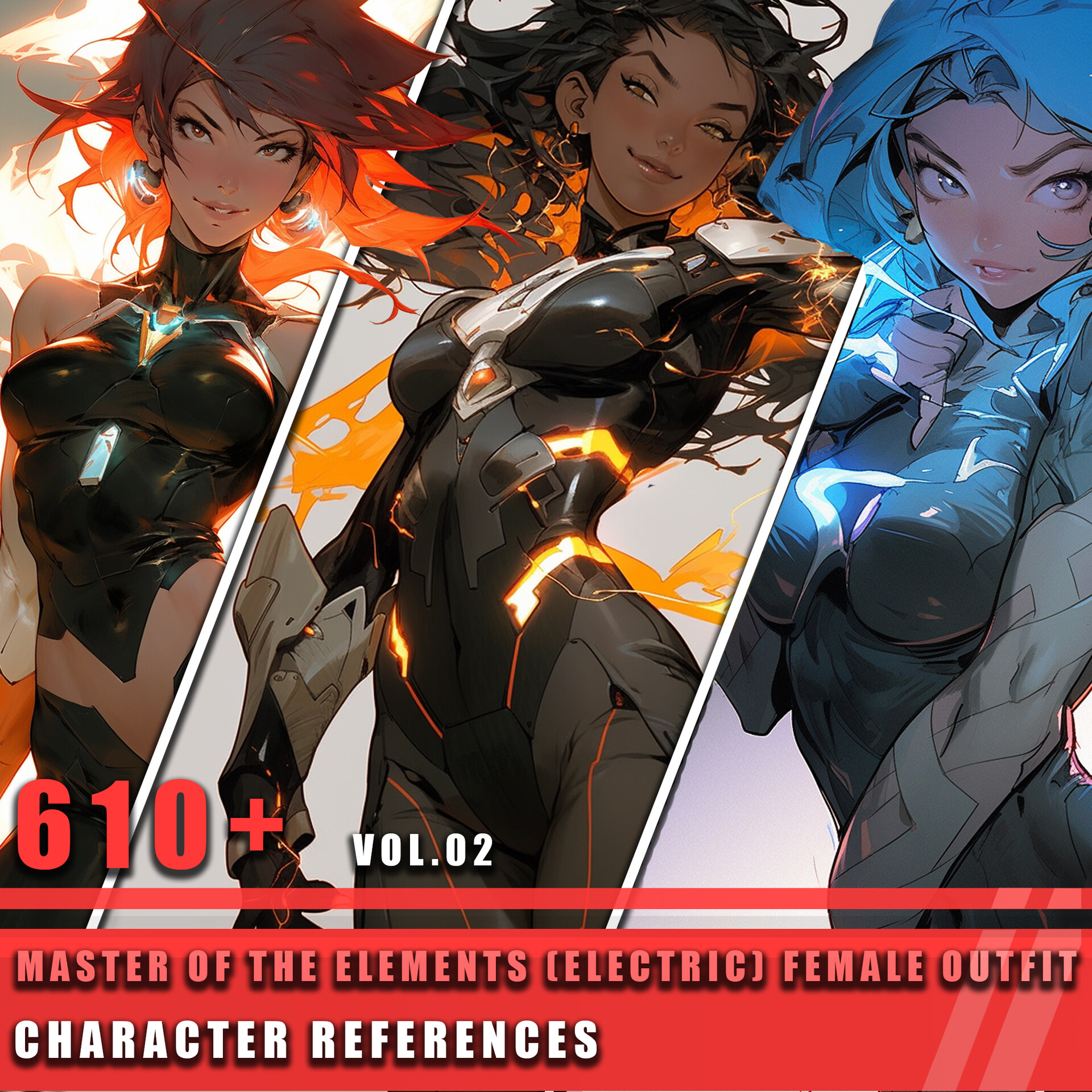 ArtStation - 610+ Master of the Elements ELECTRIC Female Outfit ...