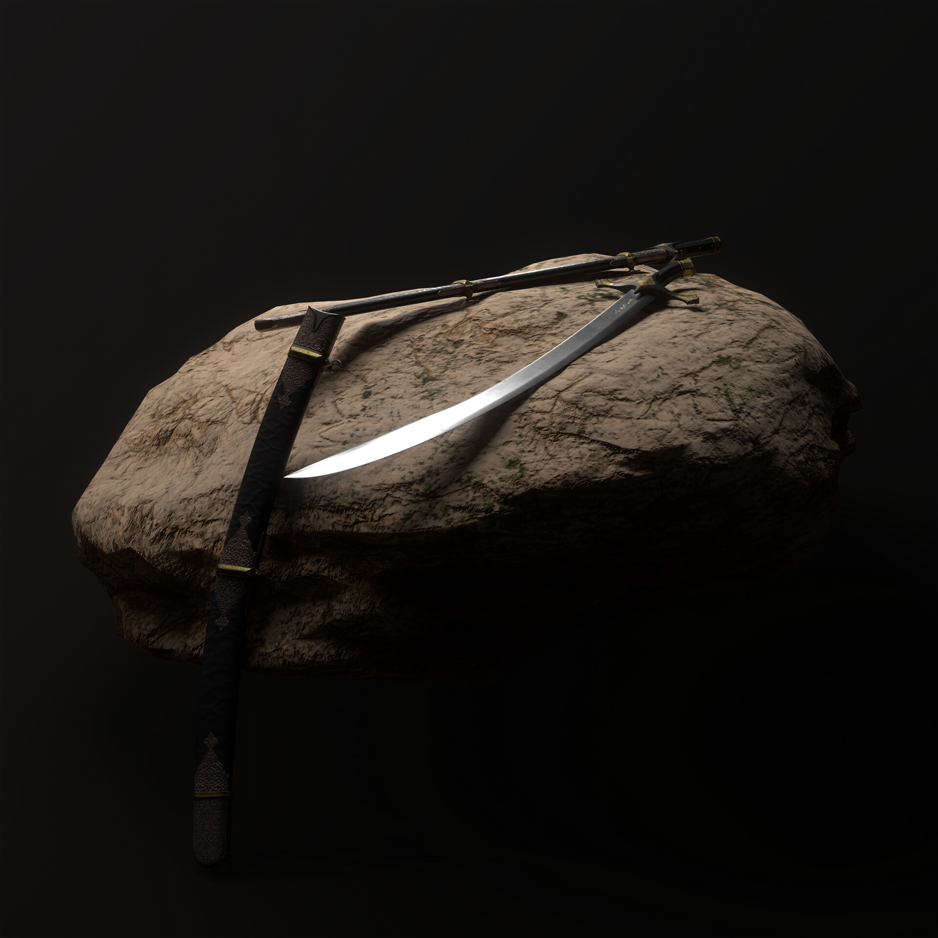 ArtStation - Low-poly Mongolian saber