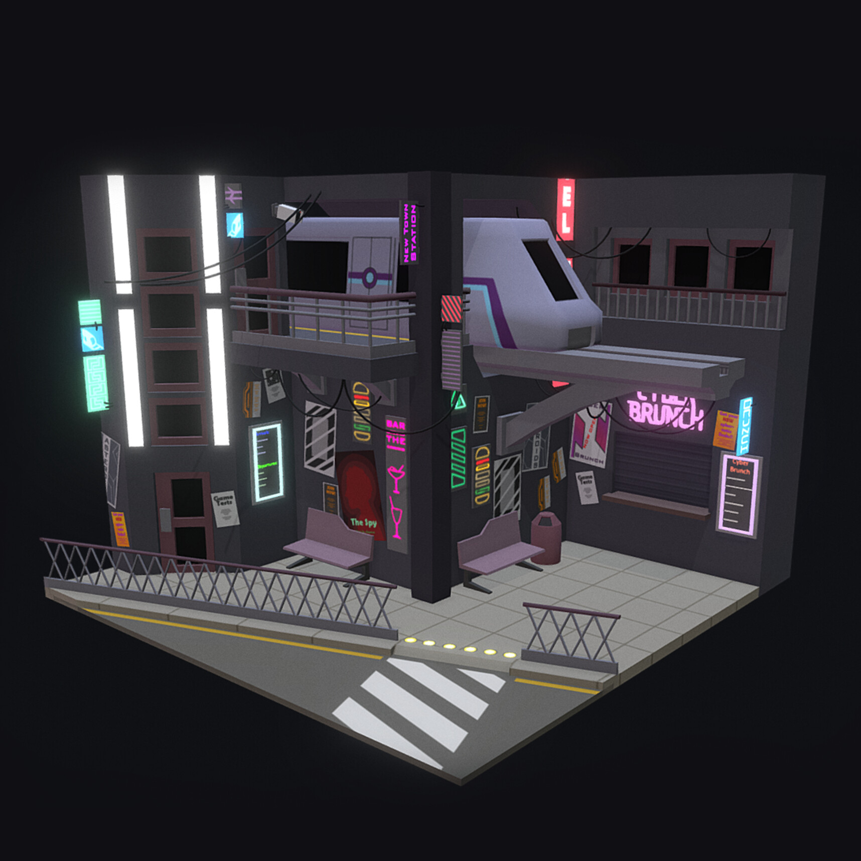 ArtStation - Cyberpunk City Diorama