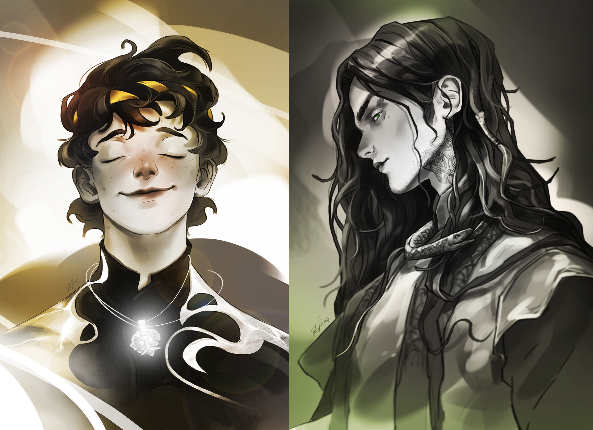 ArtStation - Young Loki And World serpent in human form.