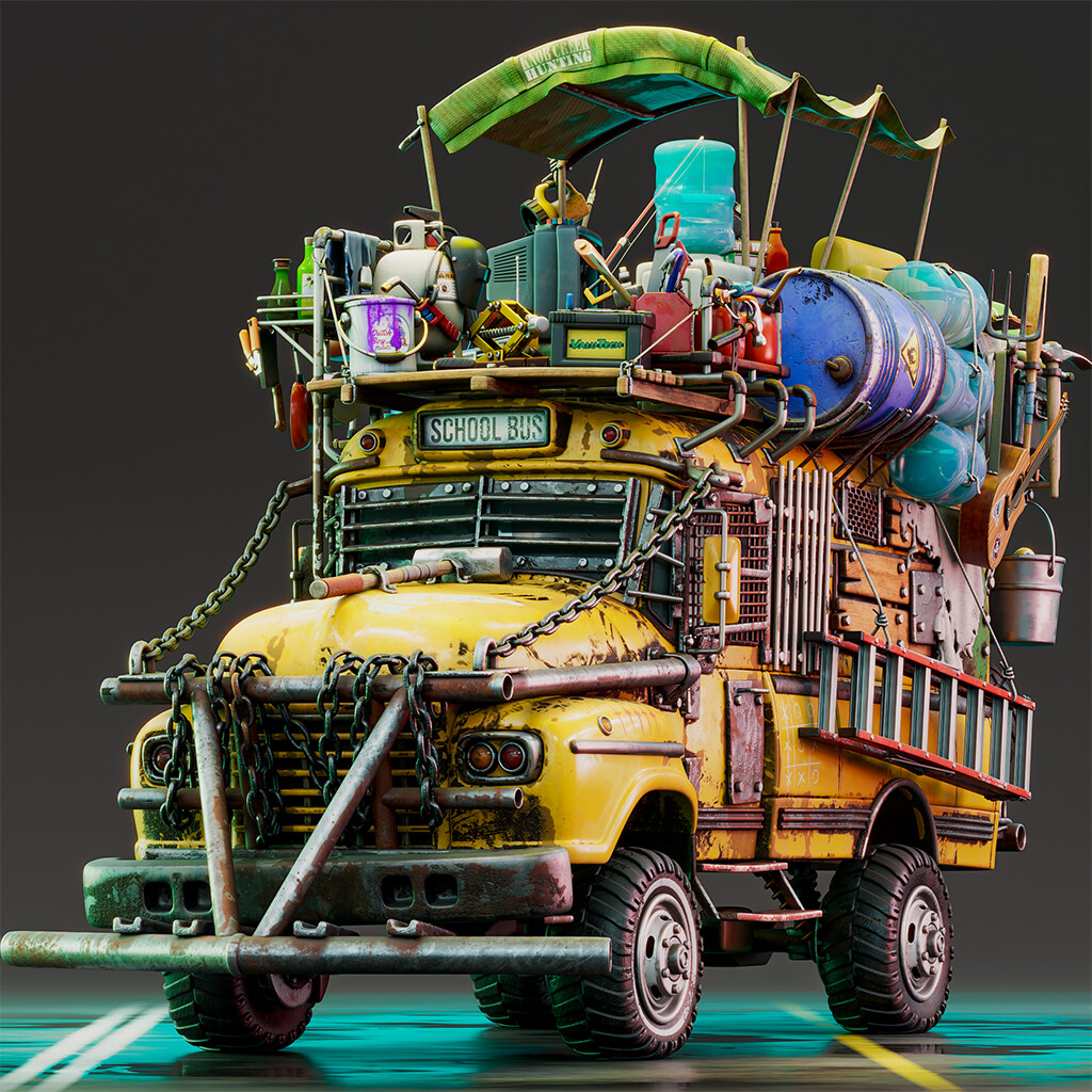 ArtStation - Project Zomboid - School Bus Base