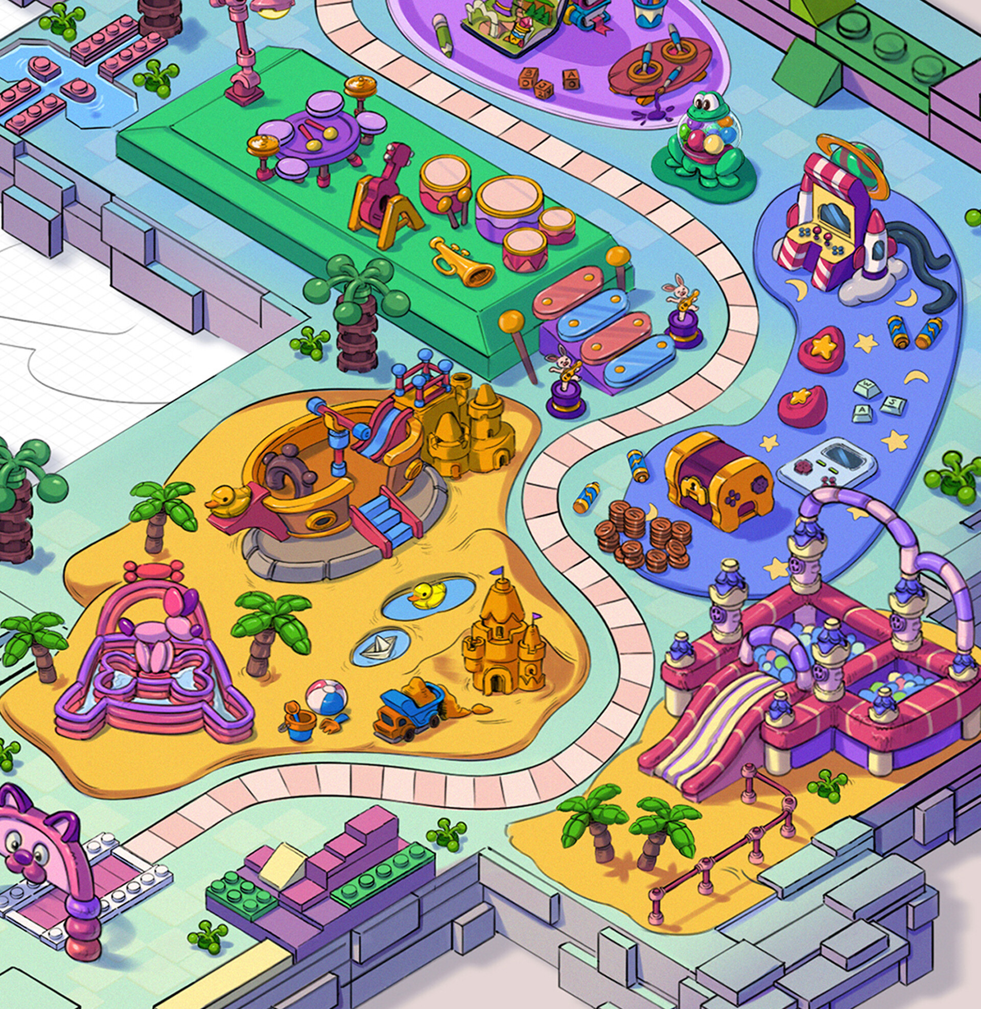 ArtStation - Match 3 Mobile Game Isometric Island Saga Map Concept Artwork