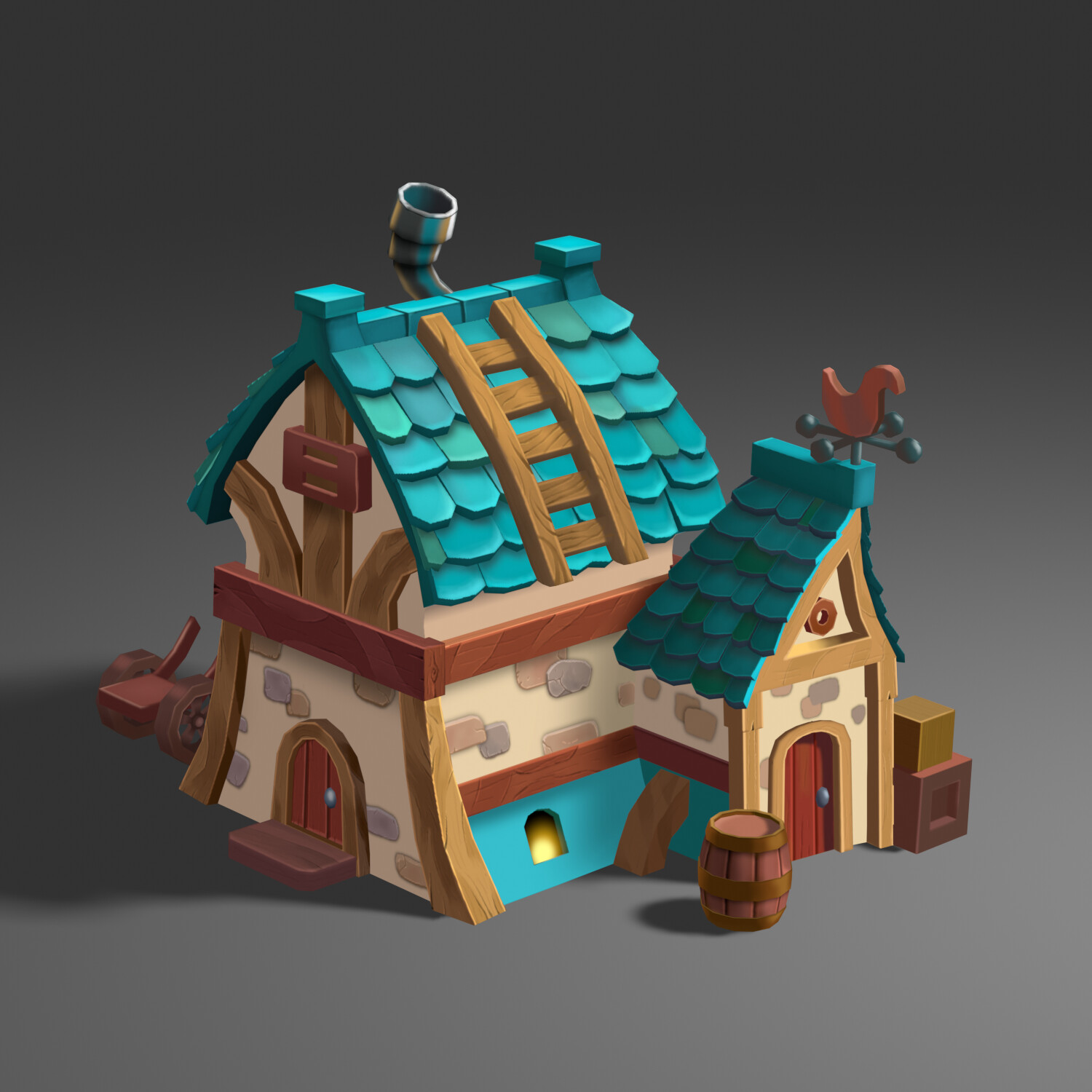 ArtStation - Low-poly 3D building for Mobile game practice