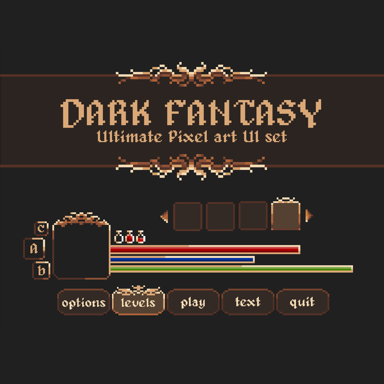 ArtStation - Pixel Dark-Fantasy UI set