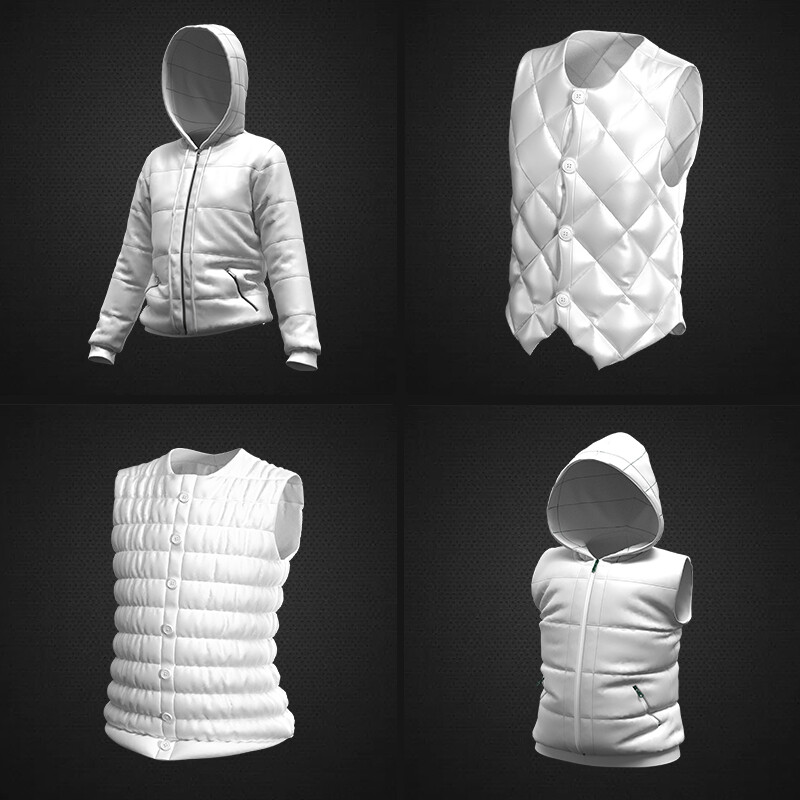 ArtStation - 27 BASIC PUFFED CLOTHES COLLECTION: ZPRJ + OBJ + FBX ...