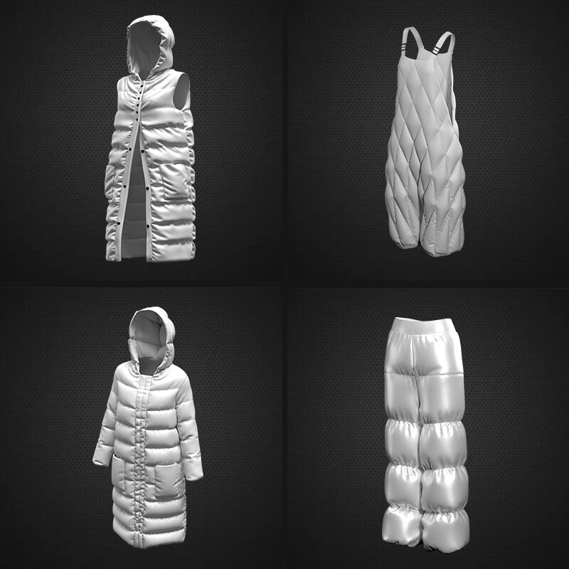 ArtStation - 27 BASIC PUFFED CLOTHES COLLECTION: ZPRJ + OBJ + FBX ...