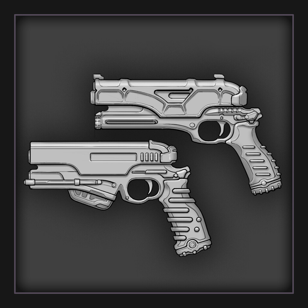 ArtStation - Various Pistol Designs for RPG