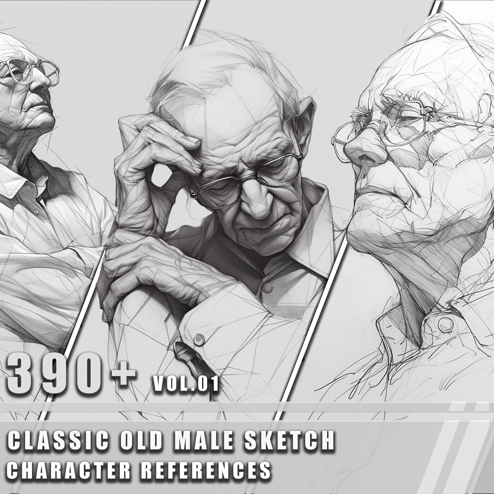 ArtStation - 390+ Classic Old Male Sketch - Character References Vol.01