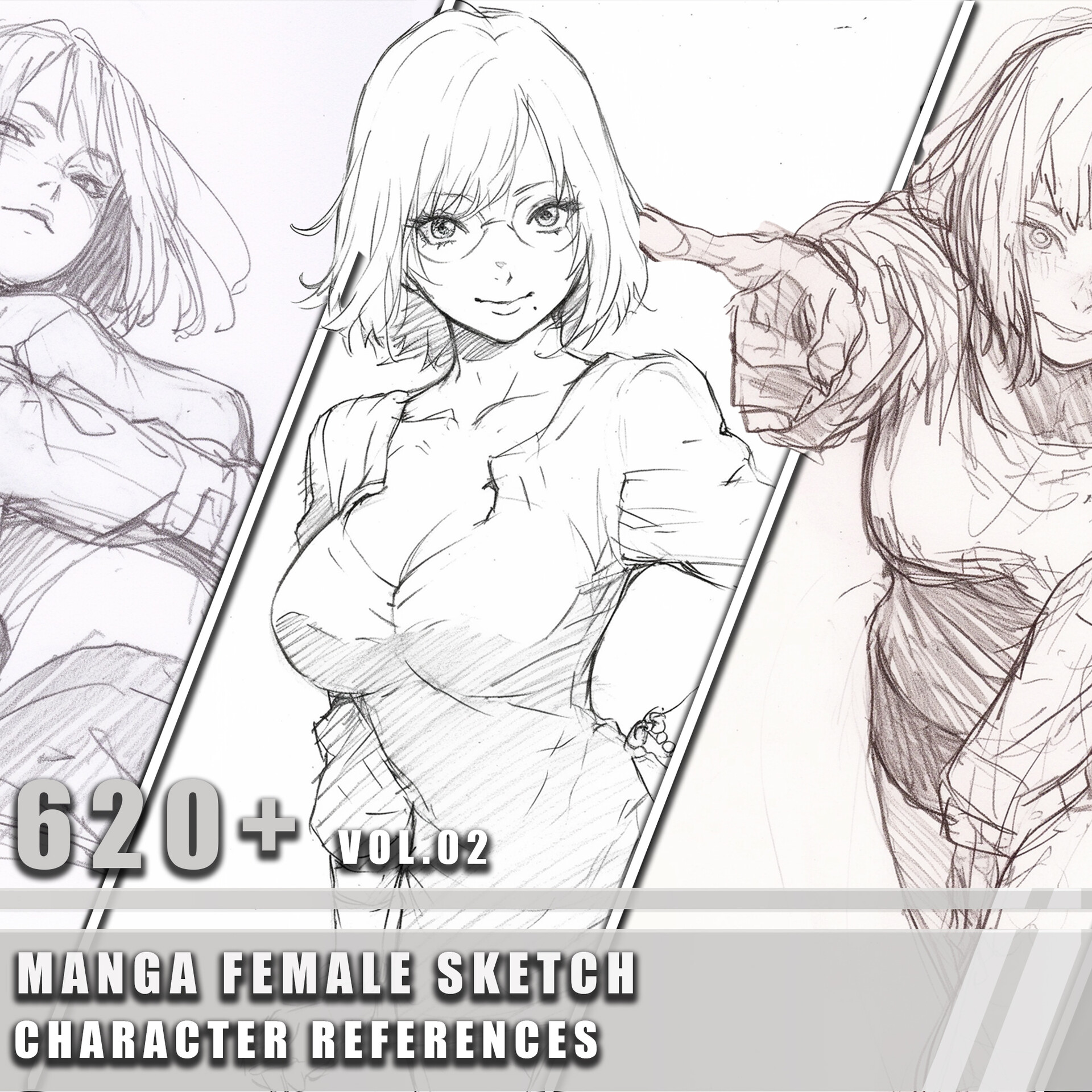 ArtStation - 620+ Manga Female Sketch - Character References Vol.02