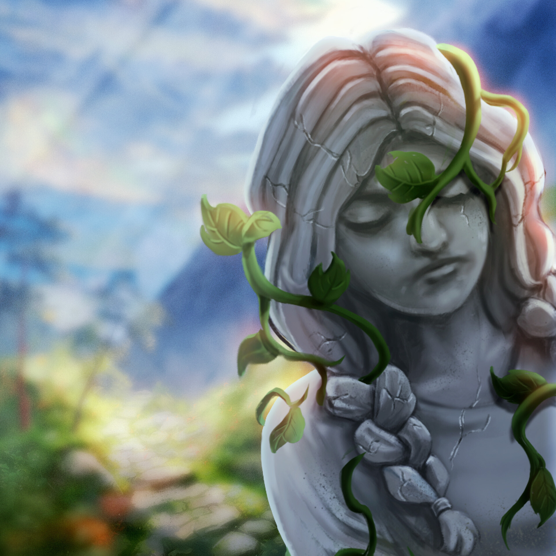 ArtStation - Reflections of Solitude: A Statue's Conformity