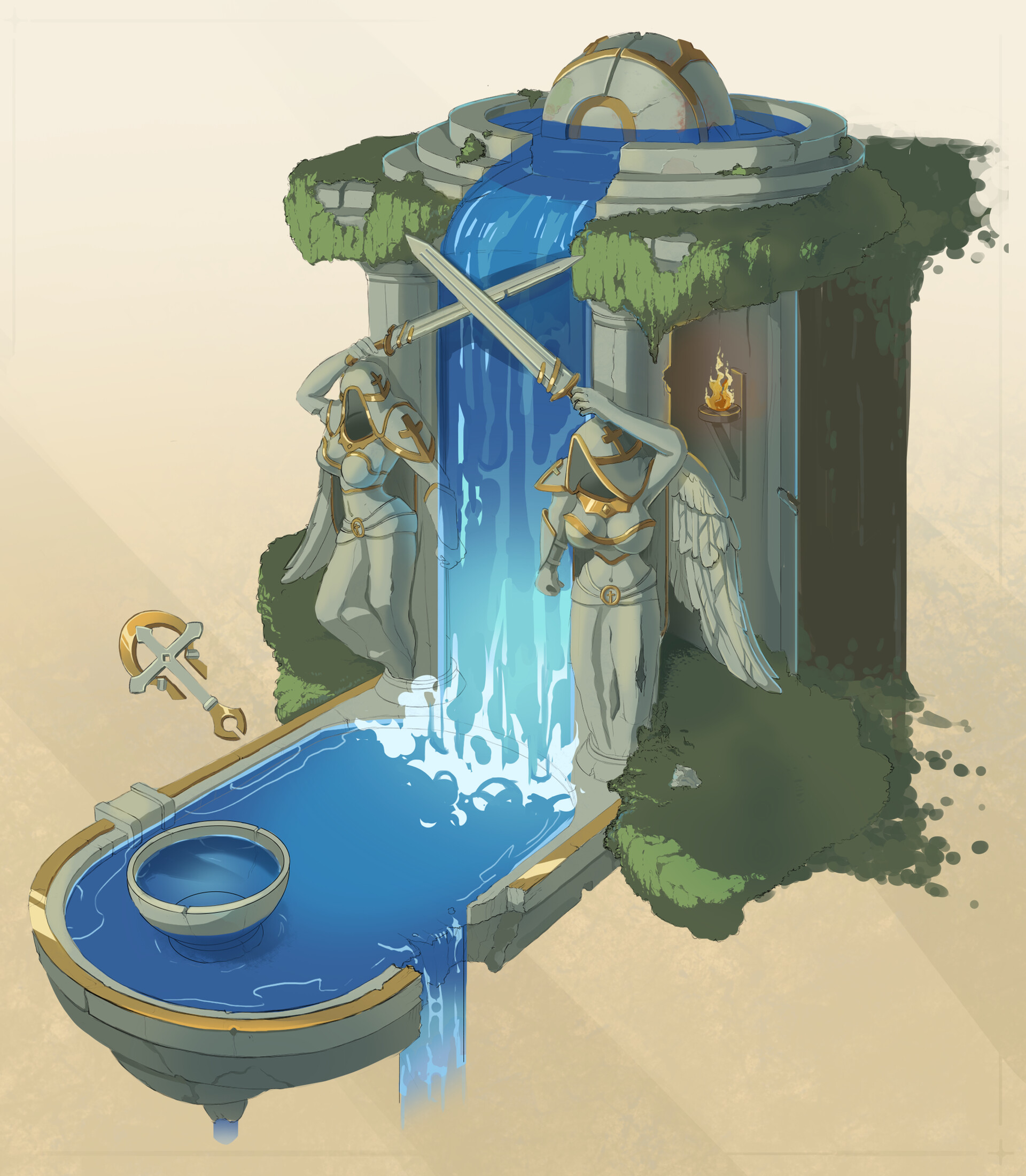 ArtStation - Сoncept art of the fountain and chests