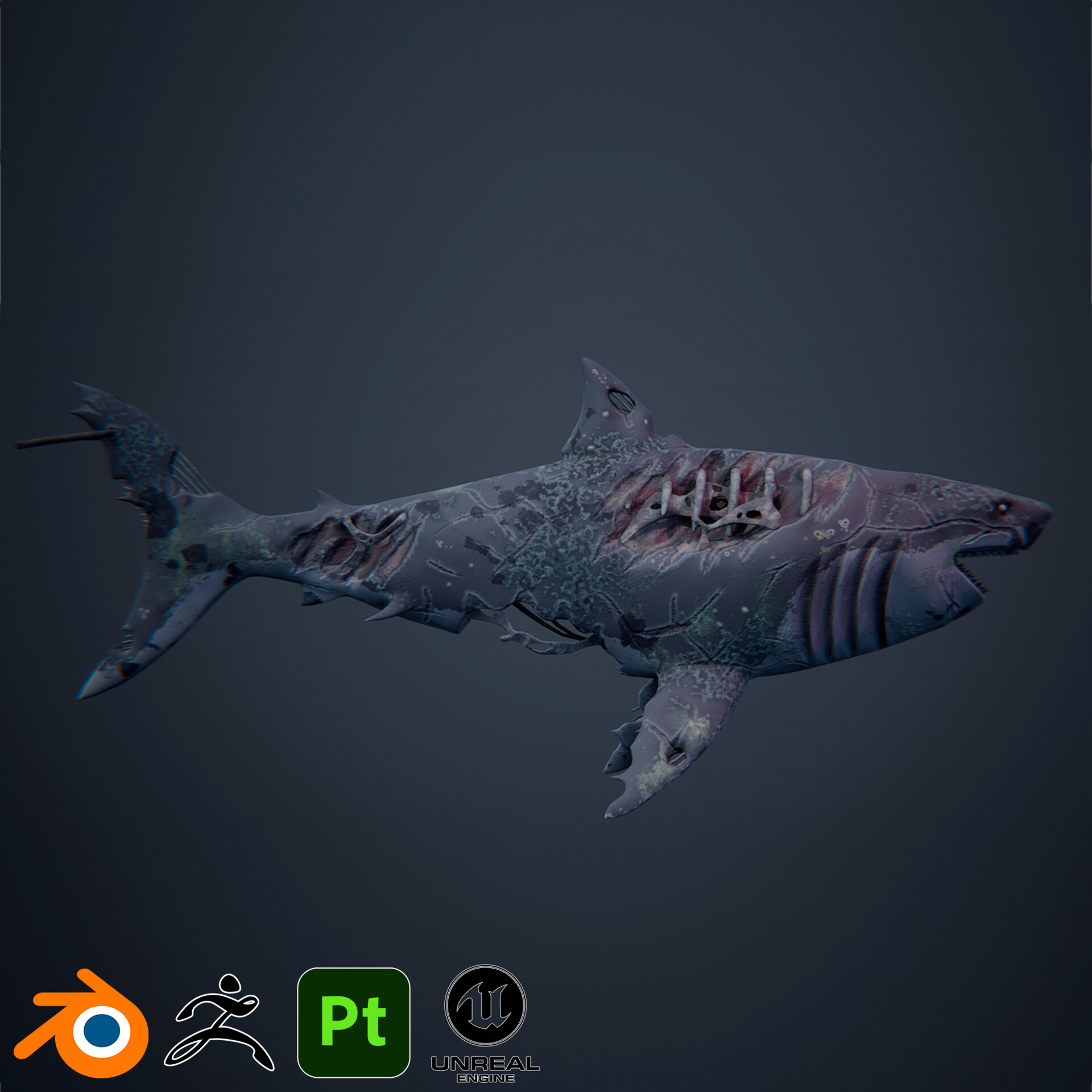 ArtStation - Zombie Shark game-ready character