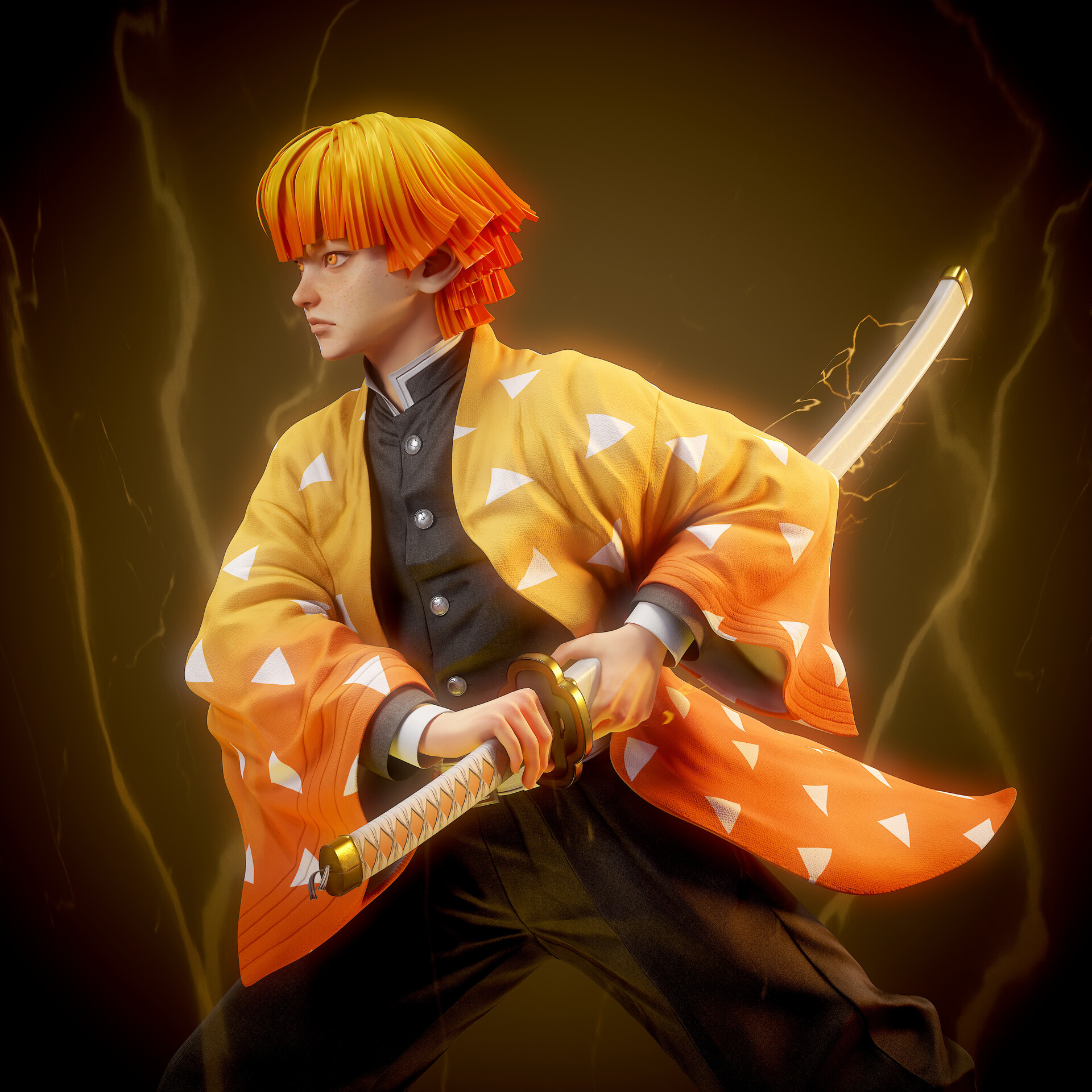 ArtStation - Zenitsu 3D Fan art