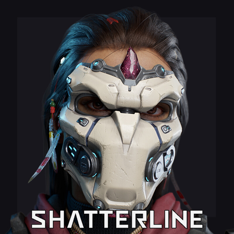 ArtStation - Cyber-skull mask for Brisa // Shatterline