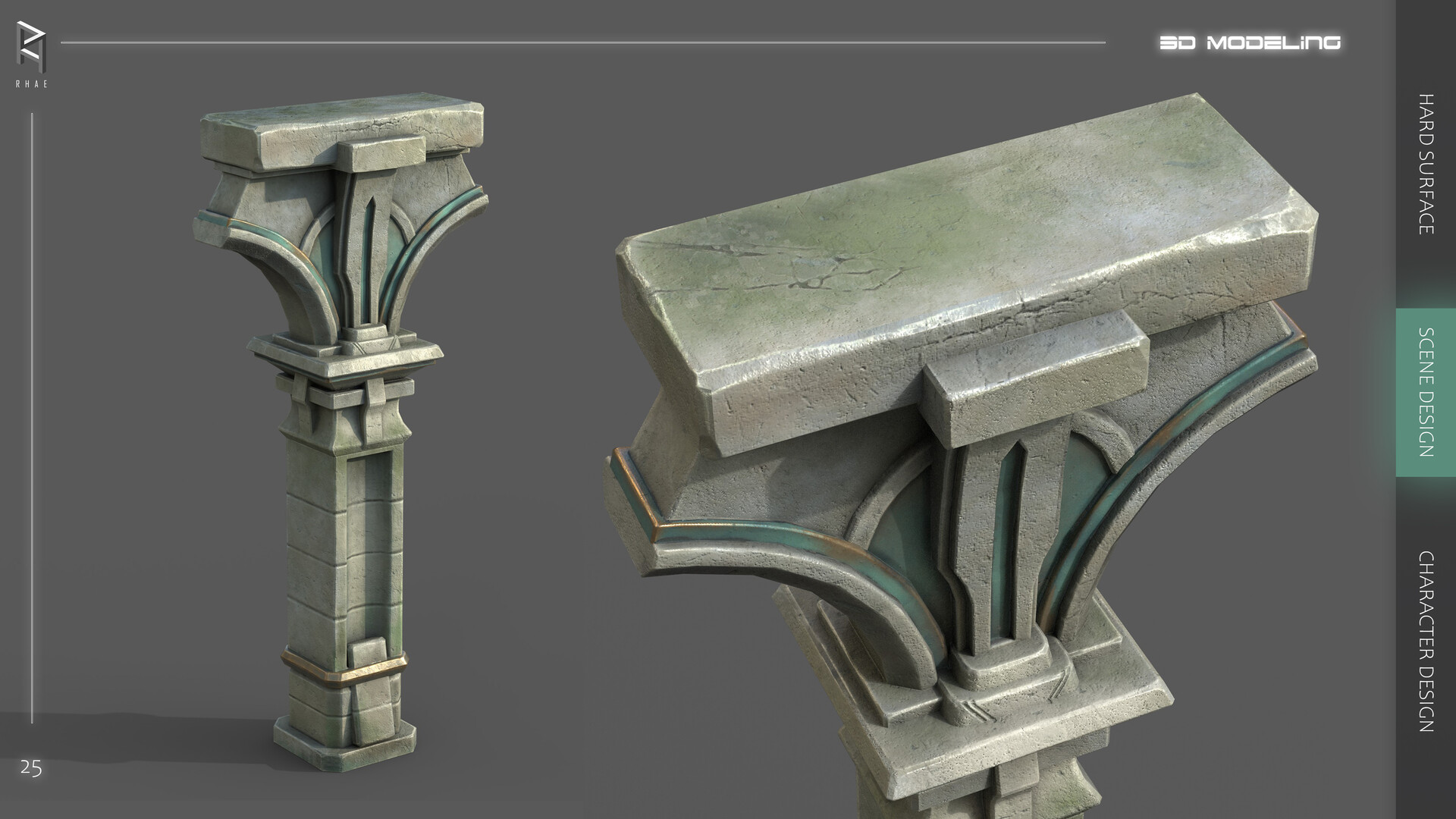 ArtStation - Realistic style temple pillar | PBR process 3D practice