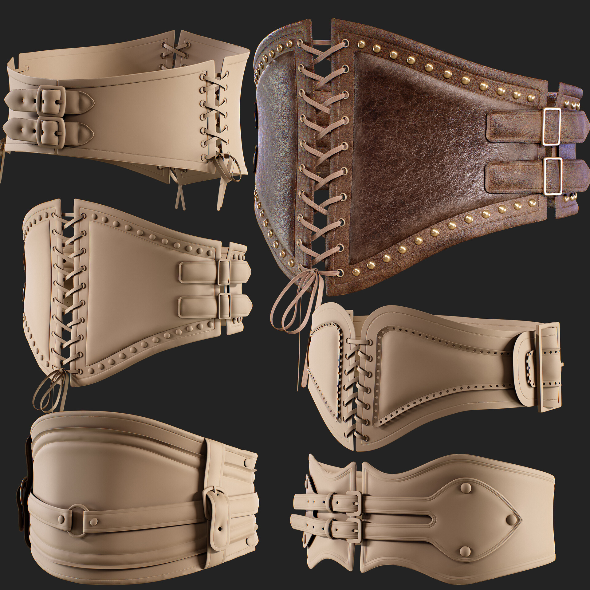 ArtStation - 5 Medieval Men's Belt/MD-Clo3D(ZPRJ + FBX + OBJ)-VOL 2