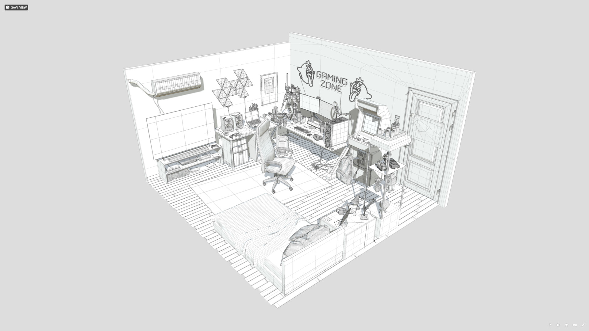 ArtStation - Gaming room 3D view