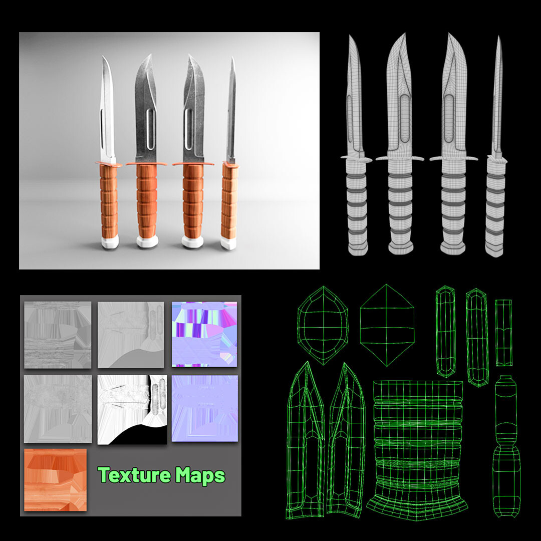 ArtStation - Knife 3D Modeling,Texturing & Rendering