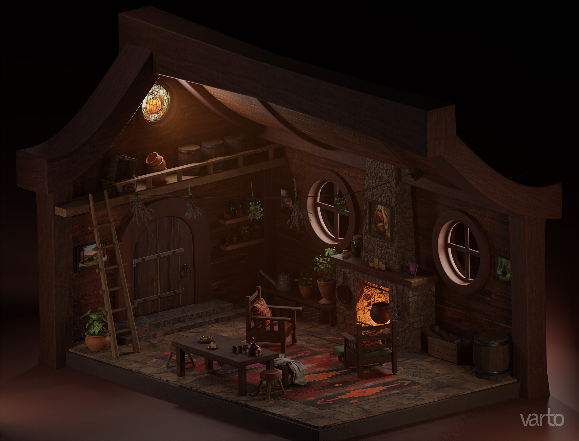 ArtStation - Druid's Home (Isometric Room)