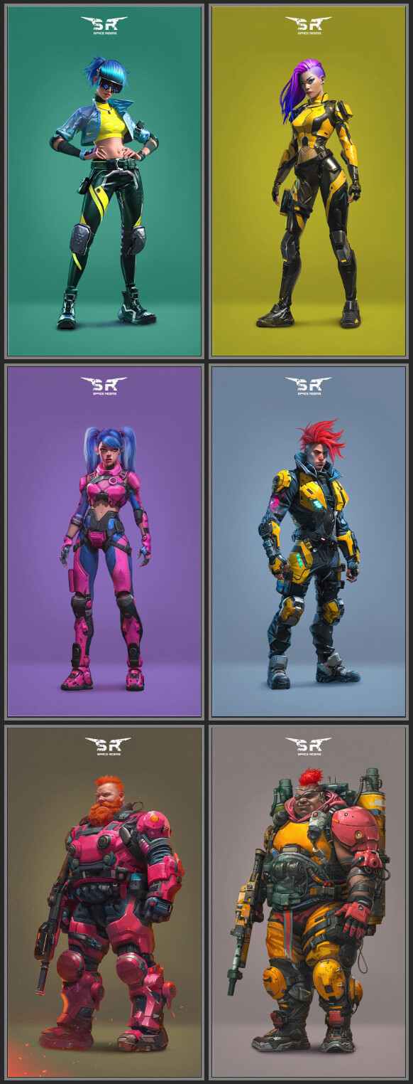 ArtStation - Set of sci fi heroes "Space Riders"