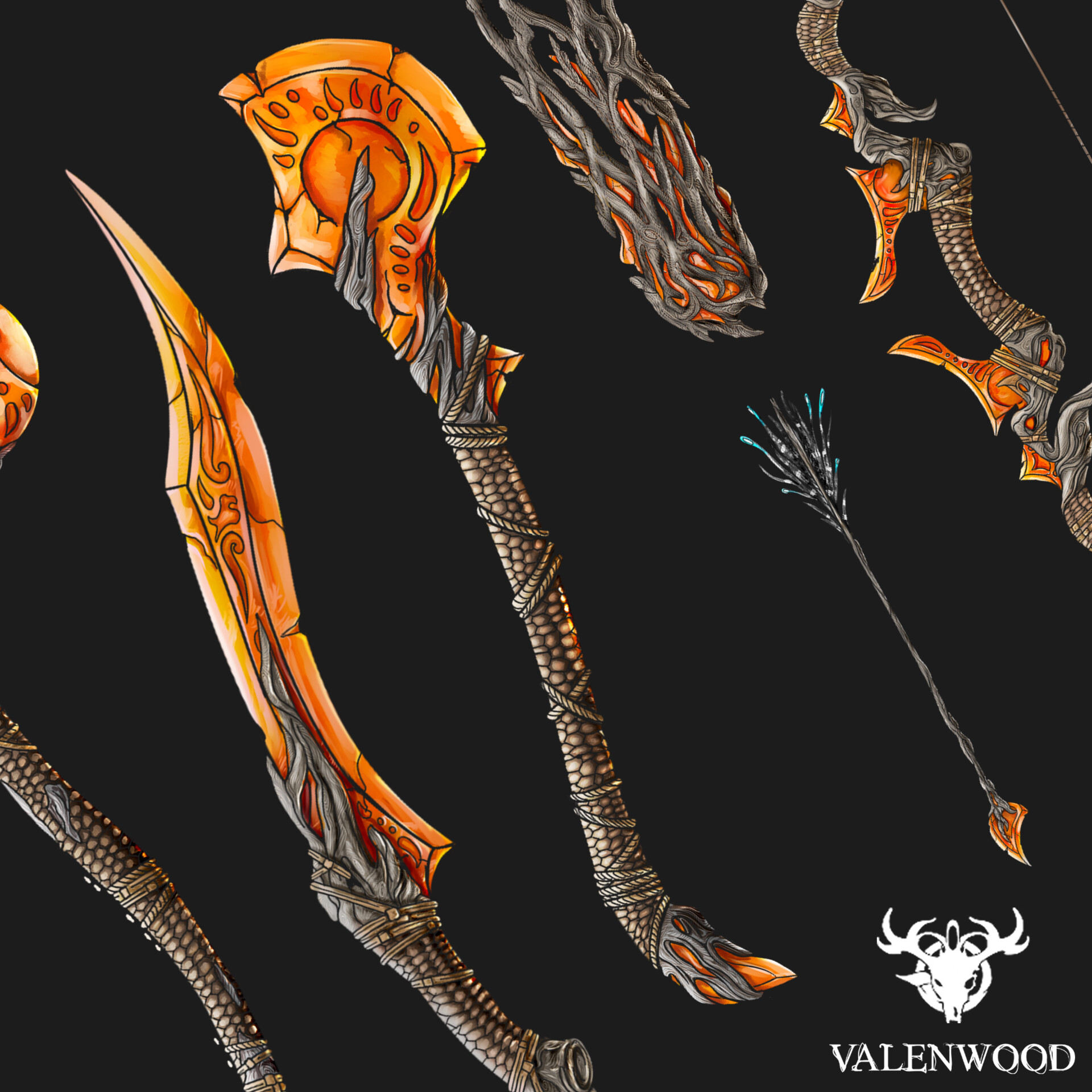 ArtStation - Graht Amber Weapon Set (Two Handed) - Valenwood