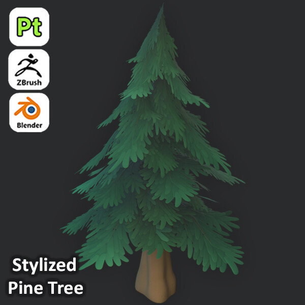 ArtStation - Stylized Pine Tree For Games 3D Art / Tutorial