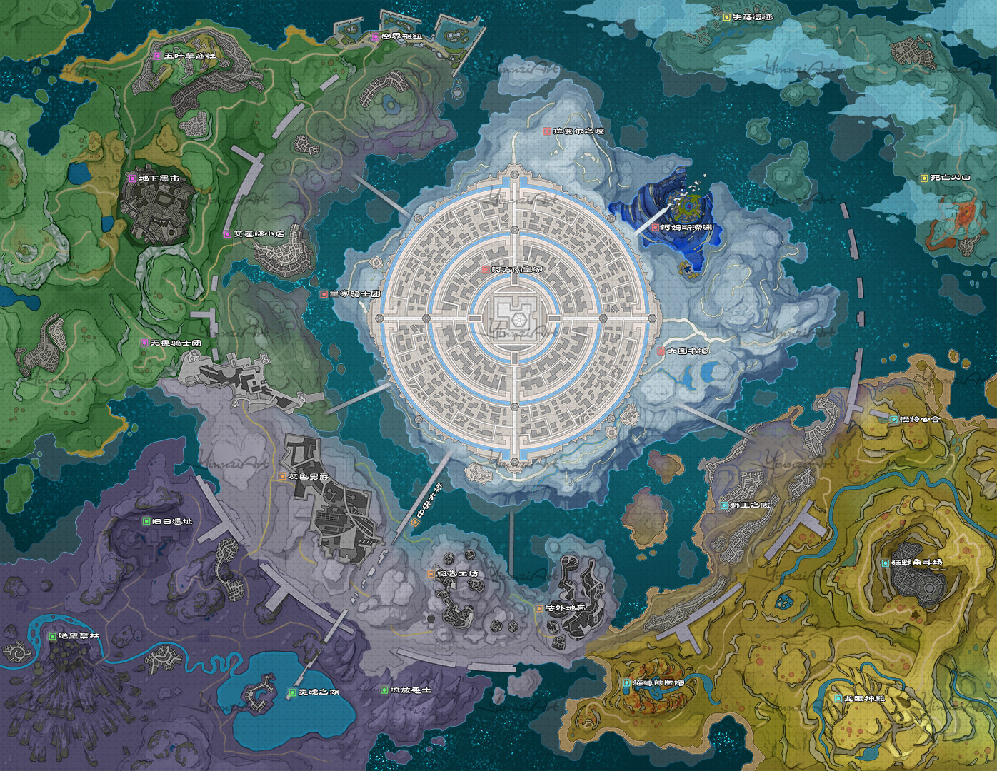 ArtStation - Game Level/Game Map：Floating City Raphael Map