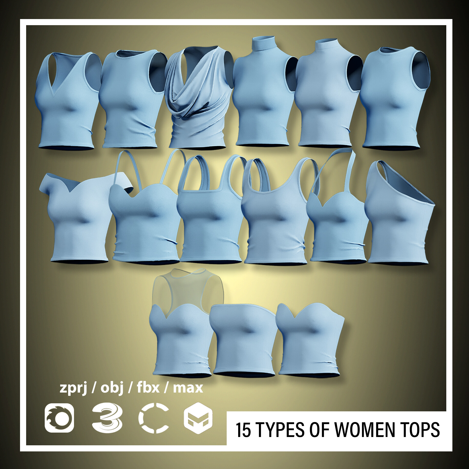 ArtStation - 15 TYPES OF WOMEN TOPS