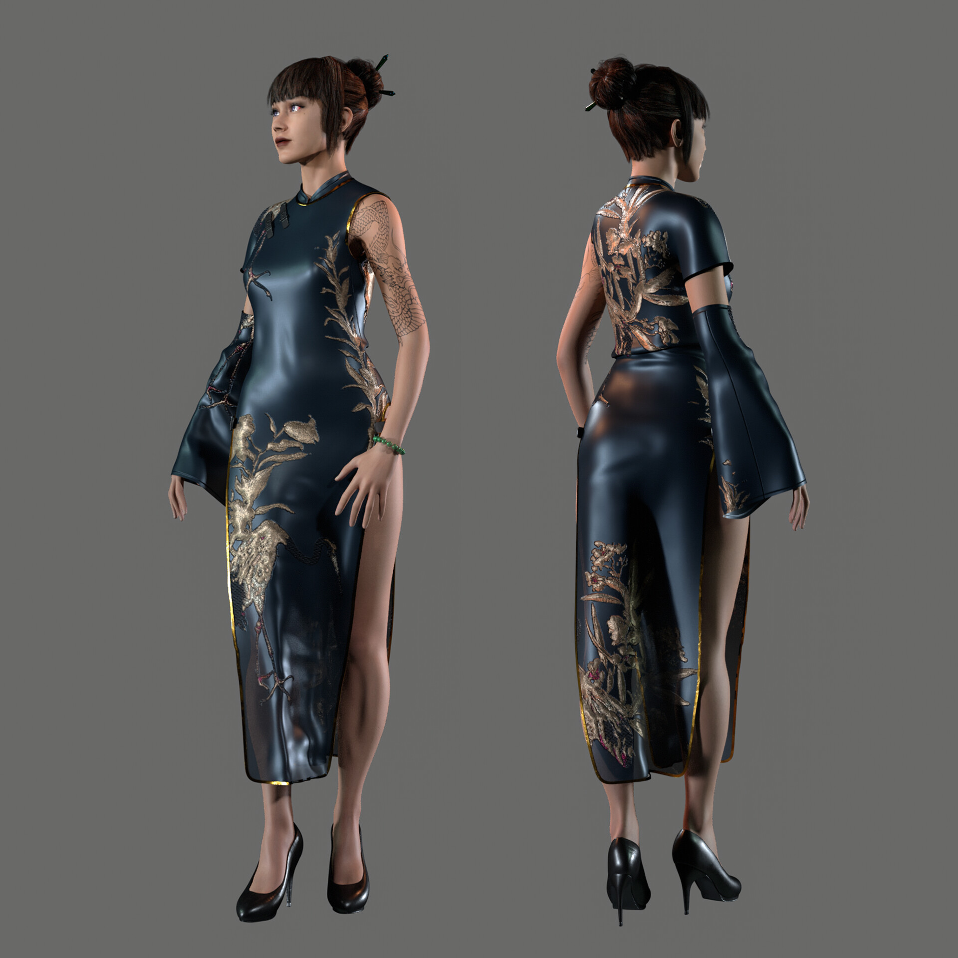 Yuna Zhai - Chinese Qi Pao Character Design