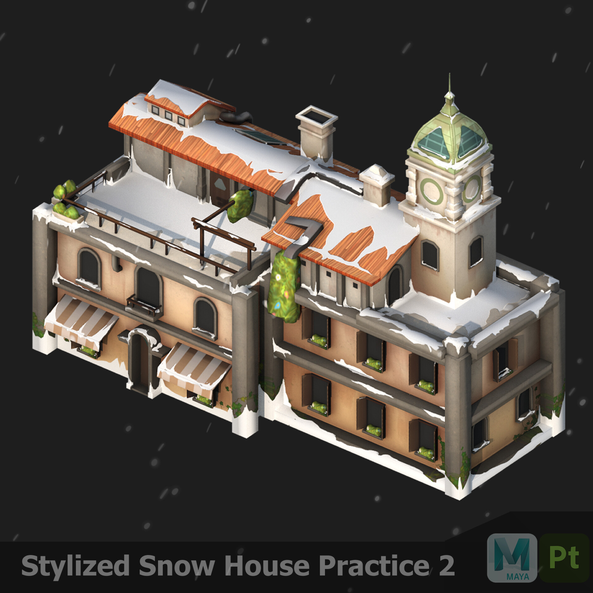 ArtStation - Stylized Snow House Practice 2