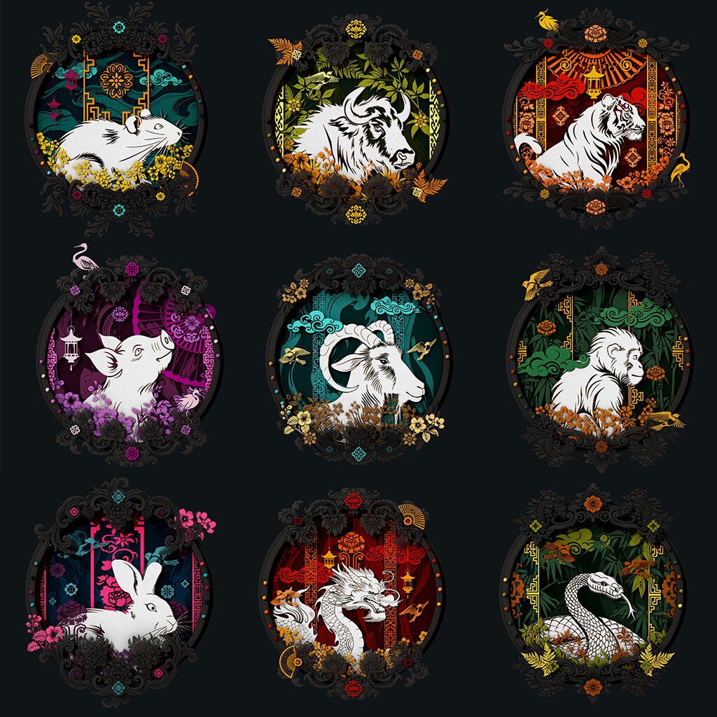 ArtStation - Chinese Zodiac_All Animals