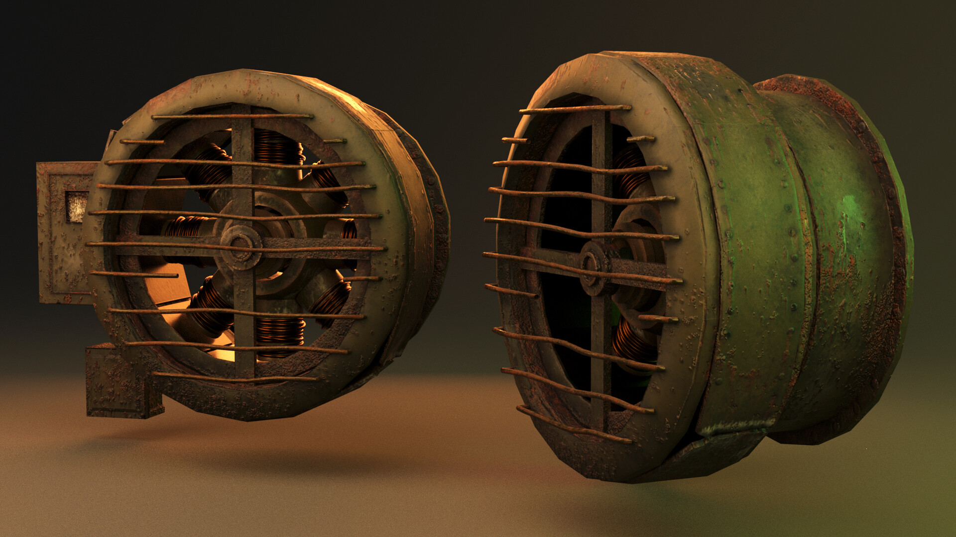 ArtStation - Maya-Modeled Rust Electricity Generator, Rendered in Blender