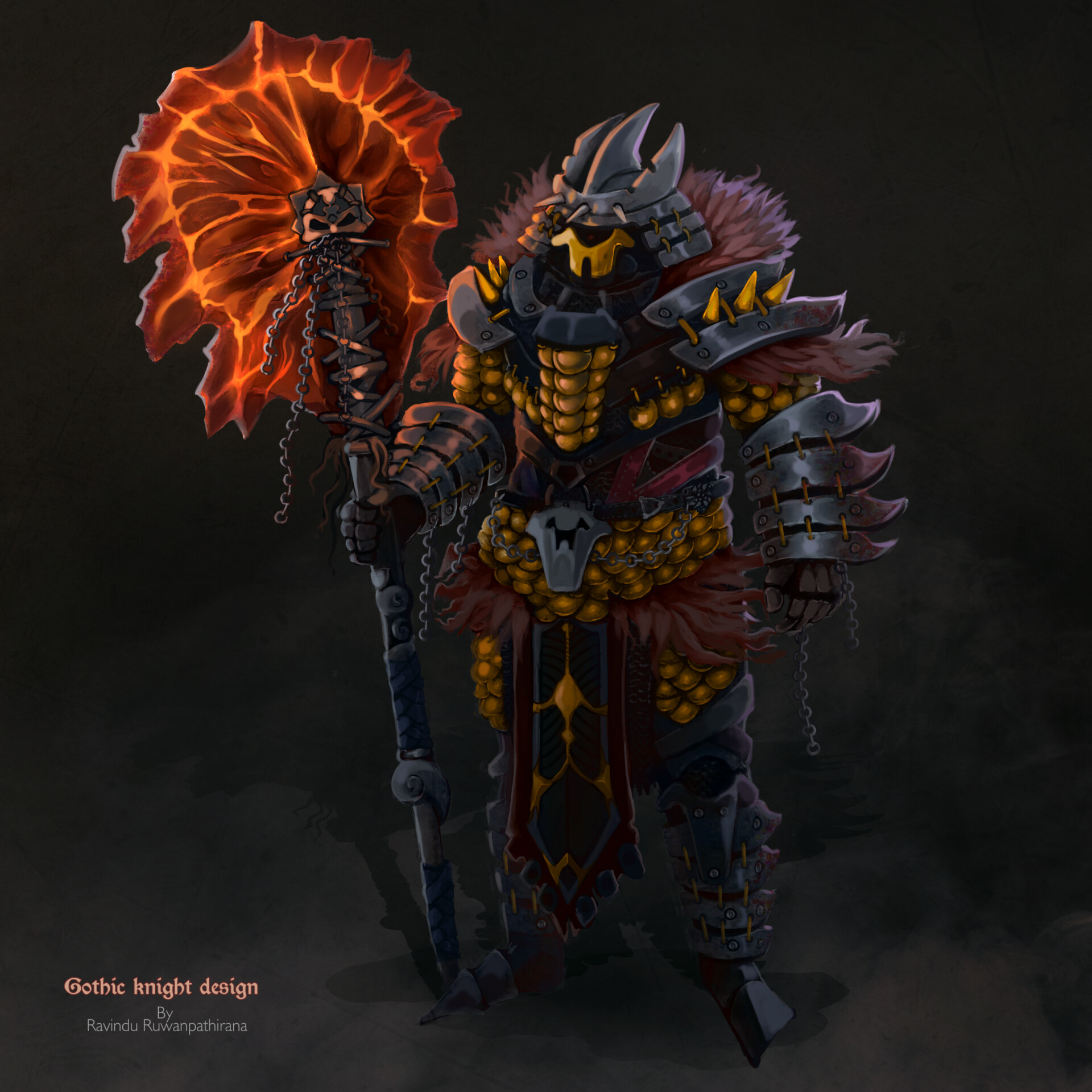ArtStation - Golden shell gothic knight armor