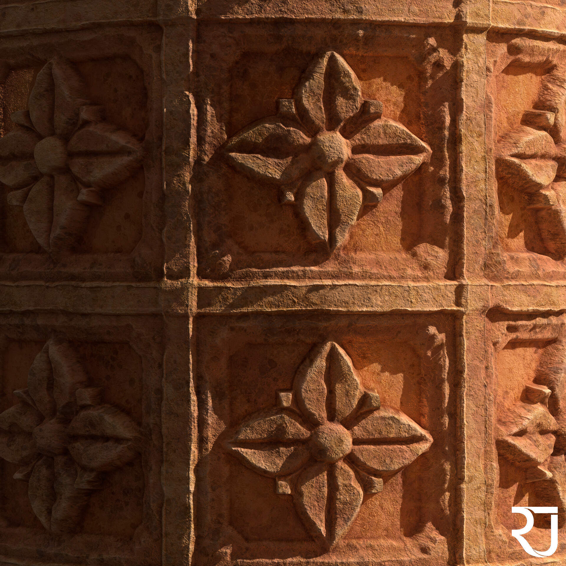 ArtStation - Sandstone Floral Panel