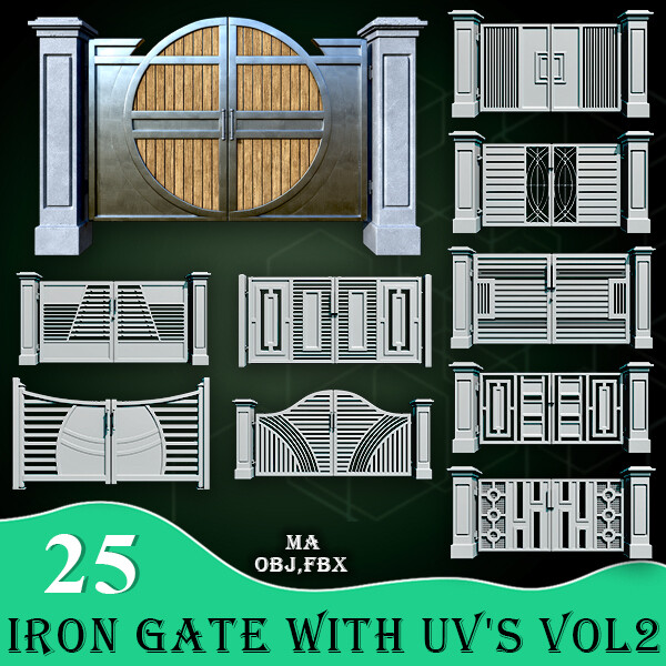 ArtStation - 25 Iron Gate With UV's Vol 2
