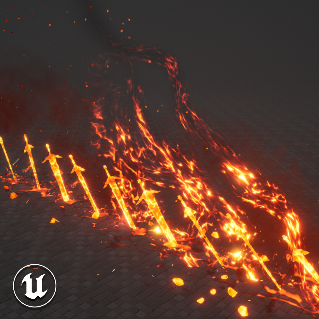 ArtStation - Falling Fire Swords Attack VFX