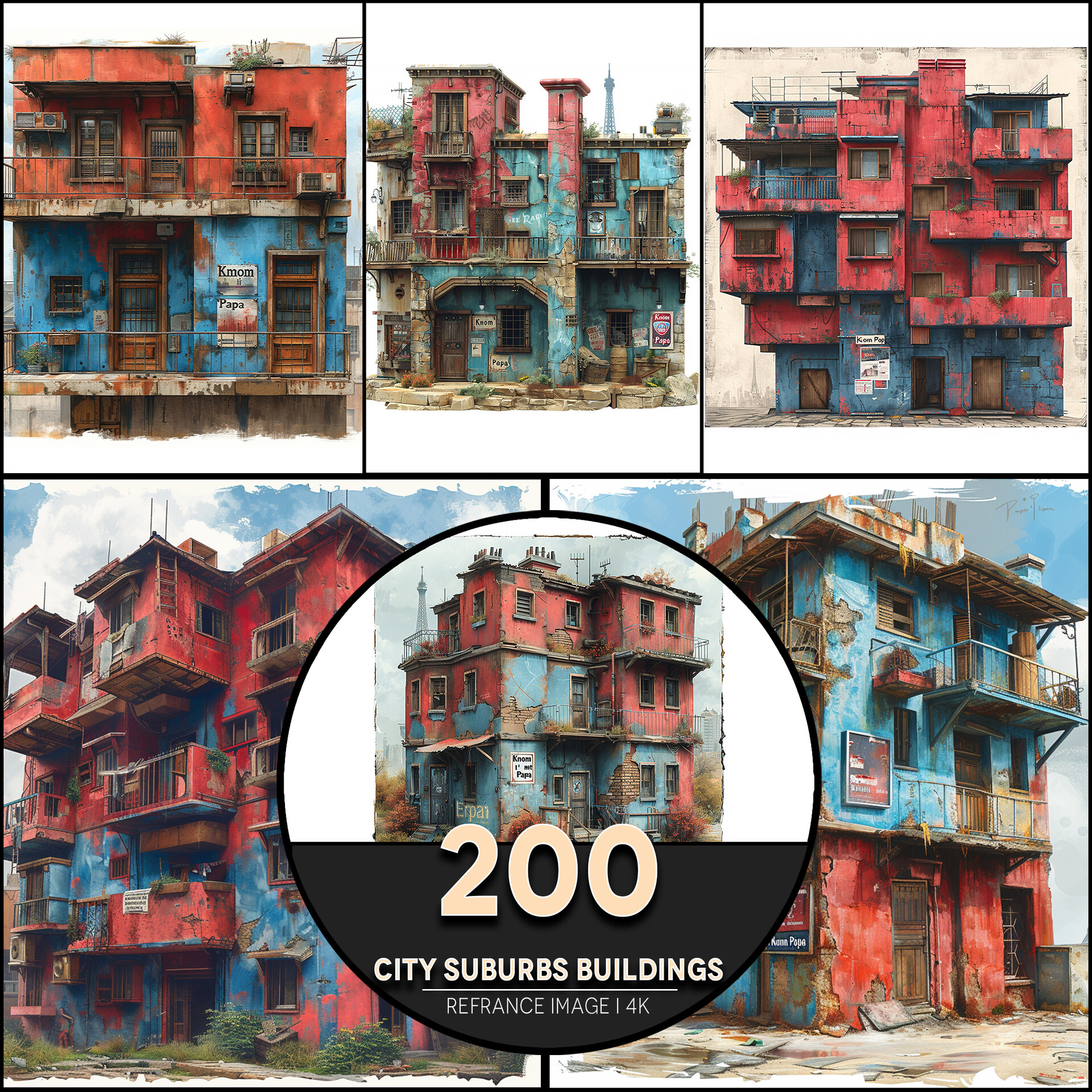 ArtStation - City Suburbs Buildings 4K Reference/Concept Images