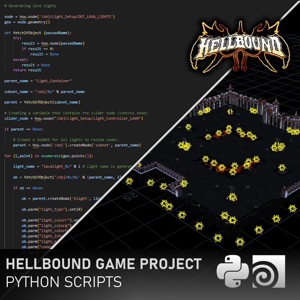 ArtStation - Hellbound Game Project - Houdini Python Scripts - Improving art to custom engine ...