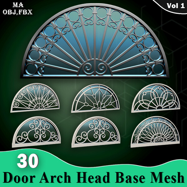 ArtStation - 30 Door Arch Head Base Mesh Vol 1