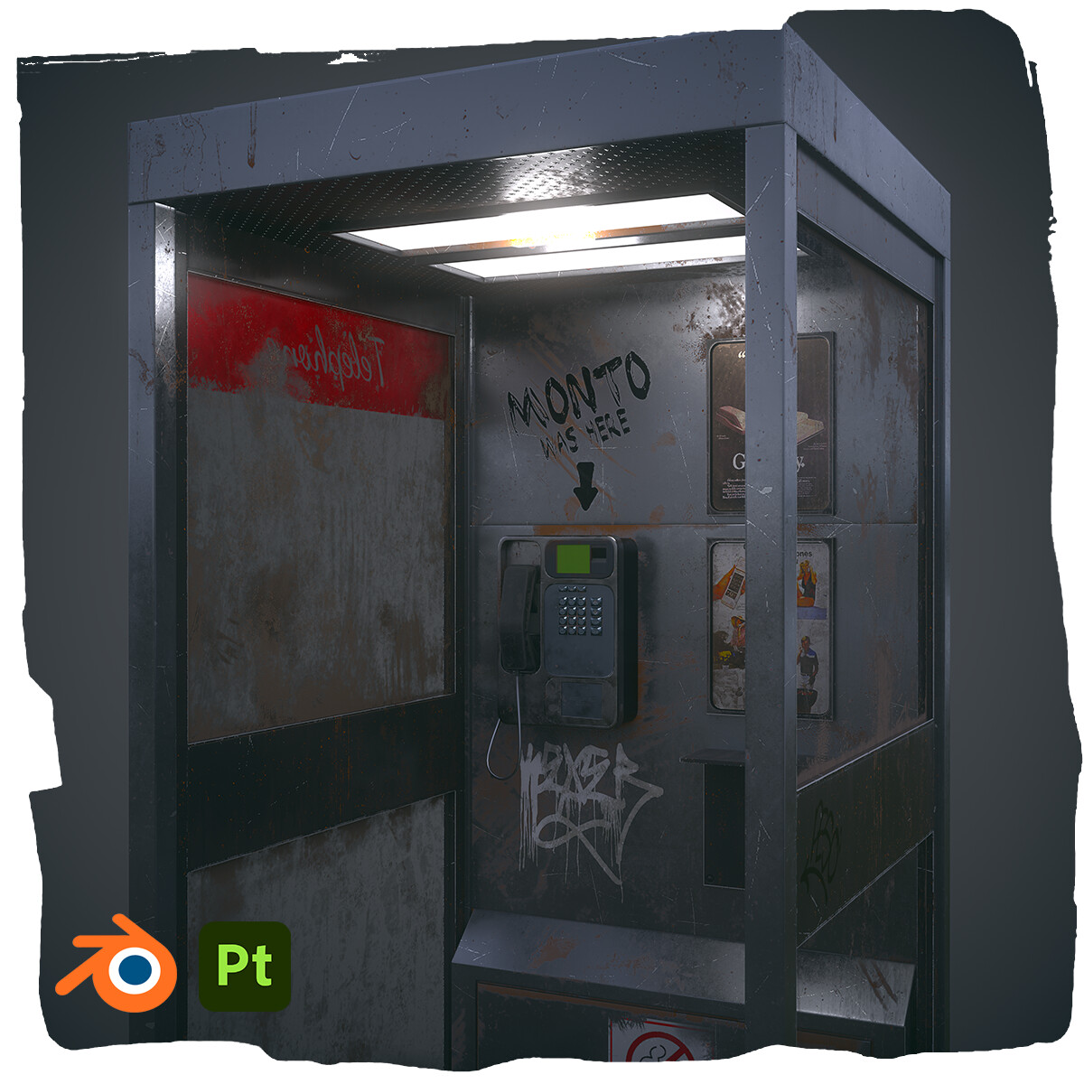 ArtStation - Telephone booth - 3D Prop