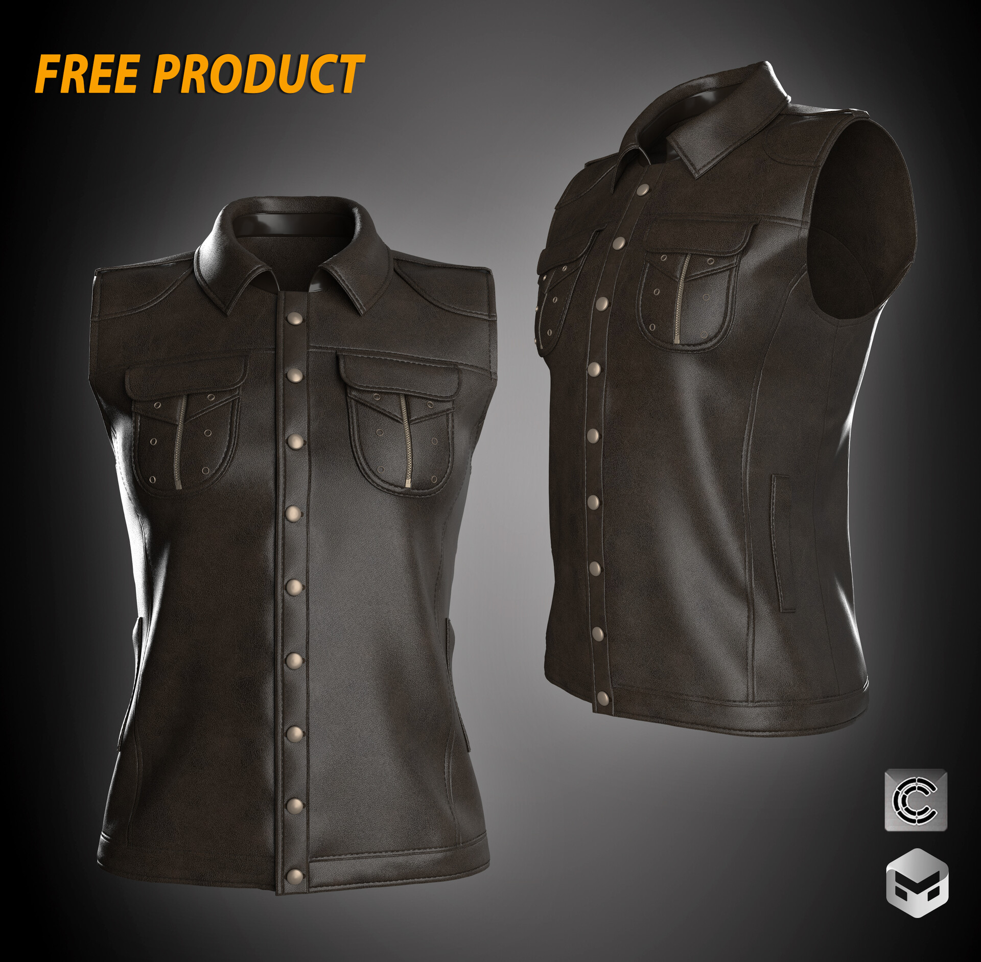 ArtStation - Men's Moto Rider Leather Vest (ZPRJ+FBX+OBJ Files) *FREE ...
