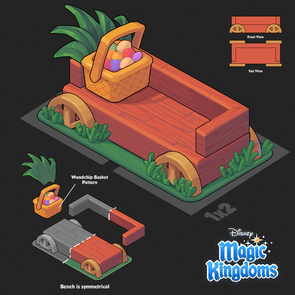 ArtStation - Disney Magic Kingdoms - Egg Basket Bench