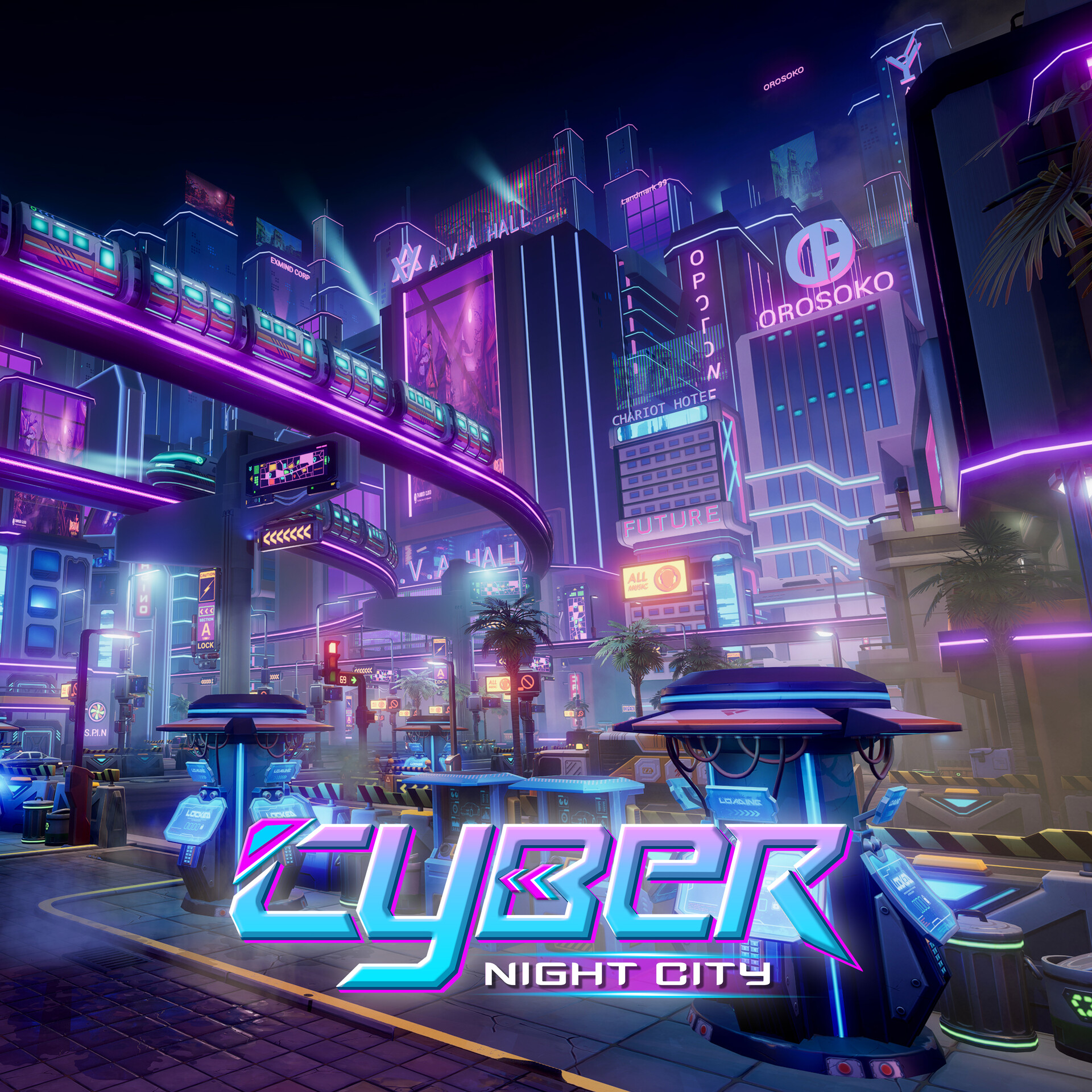 ArtStation - Stylized PBR 3D Environment - Cyber Night City - Full ENV
