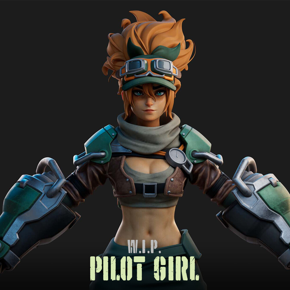 ArtStation - WIP Pilot Girl (Concept by Ming Zhe Zhou)