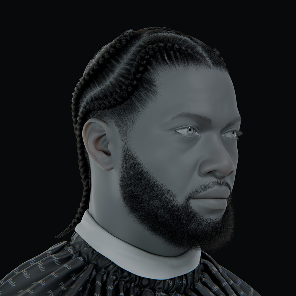 ArtStation - Blender Hair groom (chrome heart cross braids)
