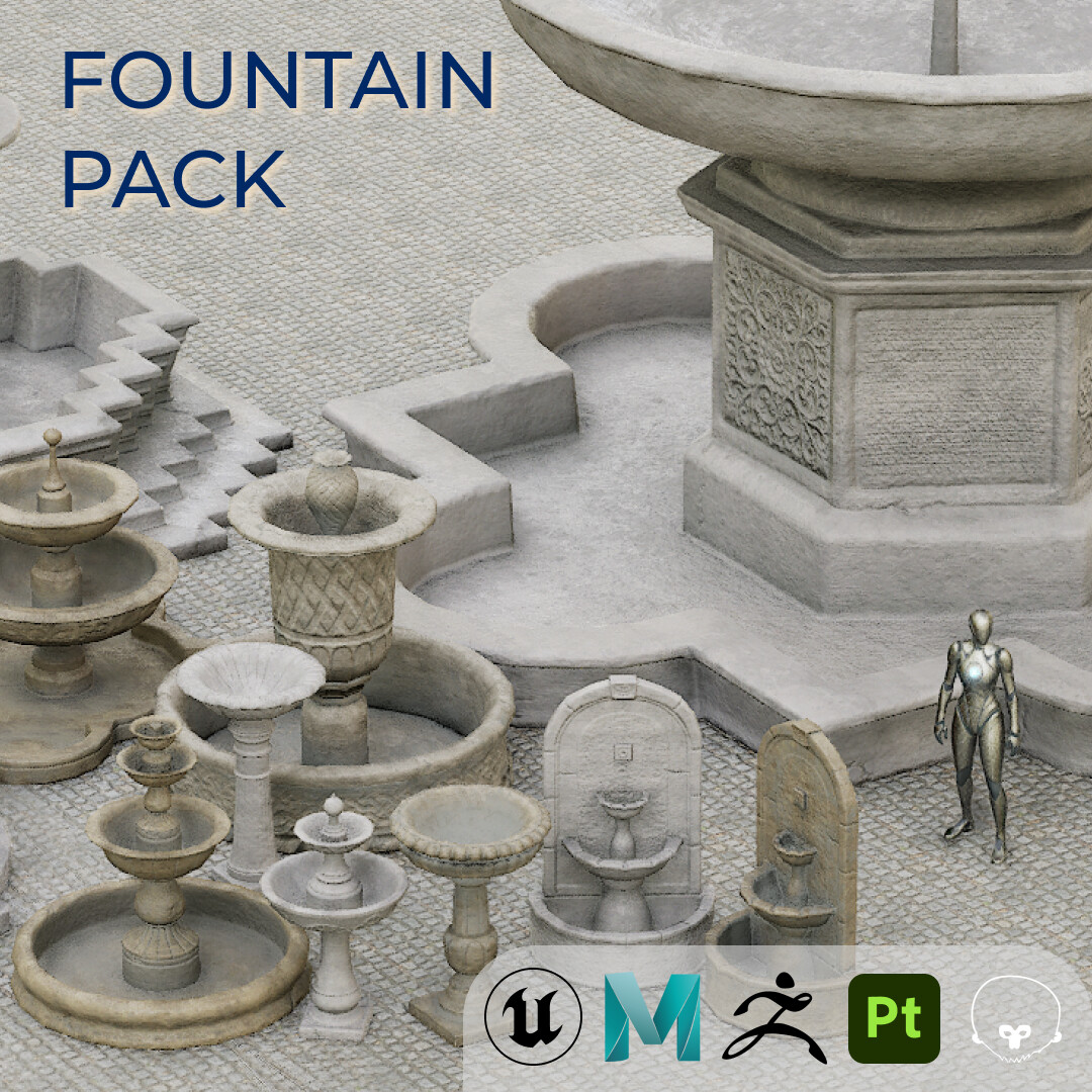 ArtStation - Concrete Fountains Pack