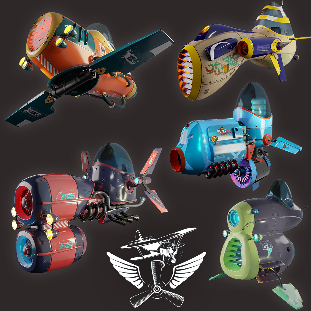 ArtStation - Fantasy sci-fi racing Aircrafts
