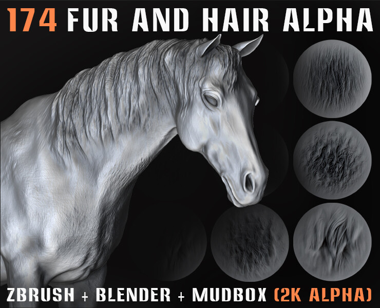 ArtStation - 174 Animal Fur and Hair Alphas - Vol. 04