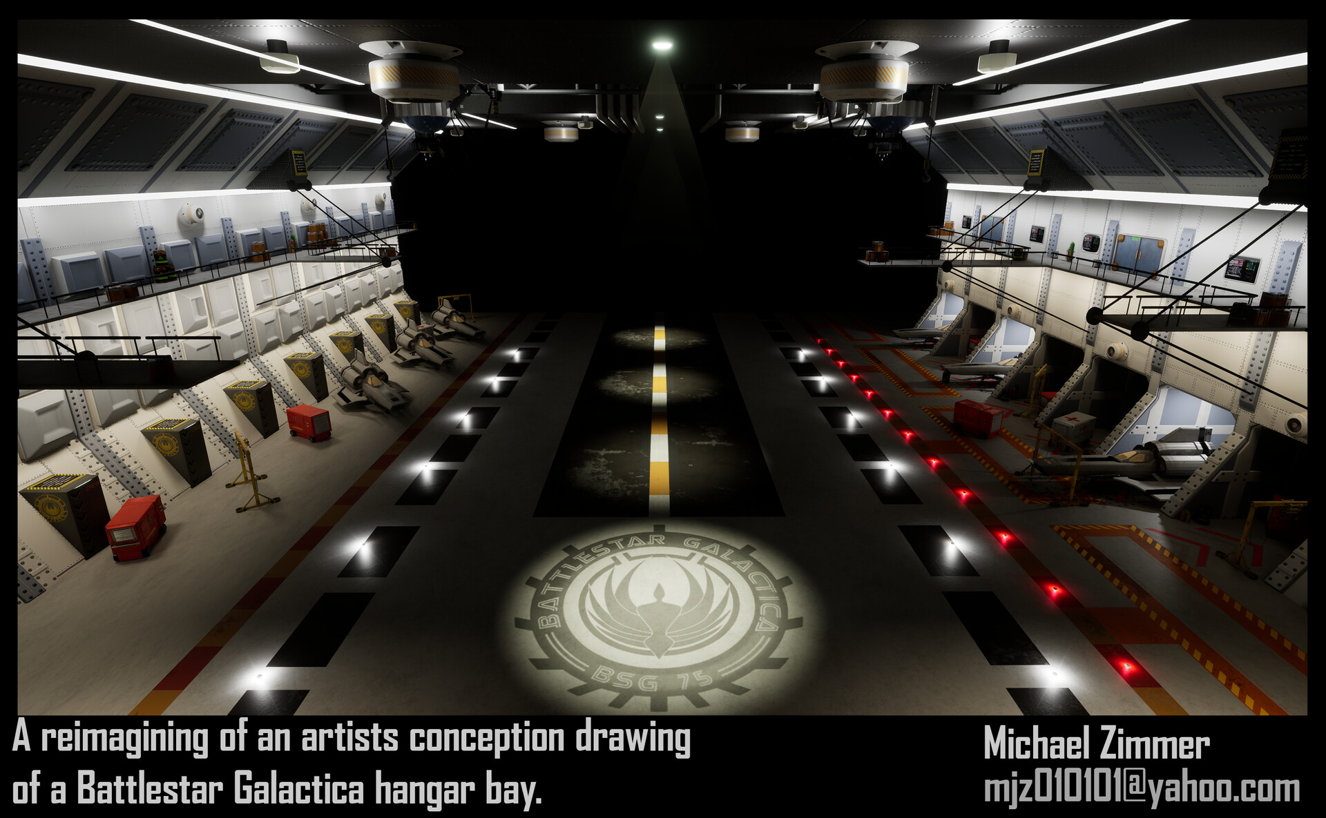 ArtStation - A reimagining of a Battlestar Galactica hangar bay